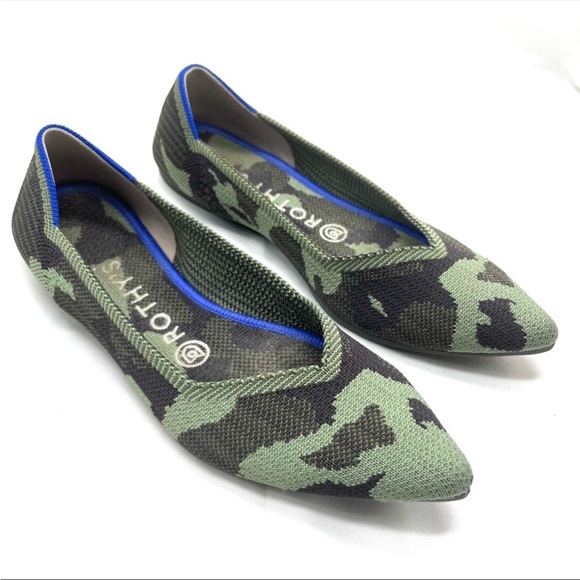 Rothy's | Shoes | Rothys Pointed Toe Olive Camo Flats Size 75 | Poshmark